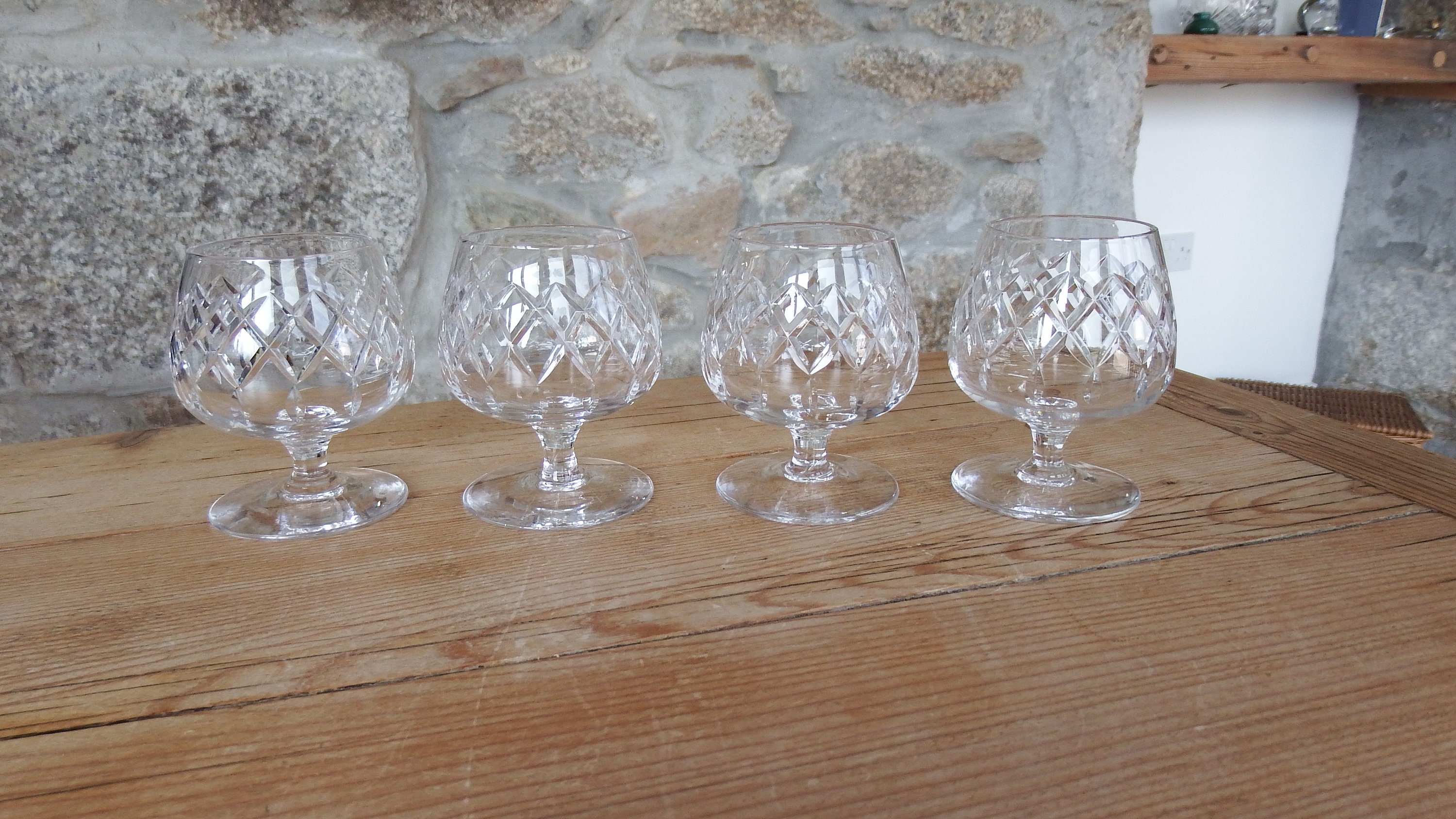 Set of Four Vintage Crystal Cut Brandy Glasses - Etsy