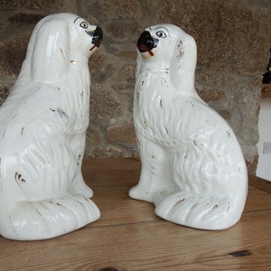 Pair of Antique Victorian Staffordshire Spaniel Wally Mantle Dogs ...
