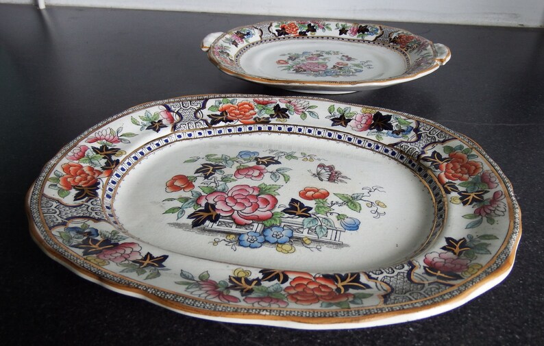 Two William Adams Ironstone China Platters Antique C1896-1900 Tunstall ...