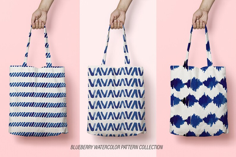 Indigo Blue Watercolor, Seamless Pattern Collection, Minimalist Pattern ...