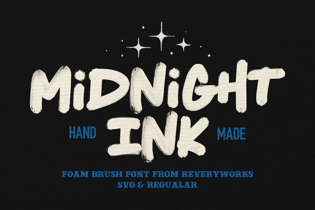 Midnight Ink Foam Brush Font, Marker Font, Inky Font, Groovy, Vintage ...