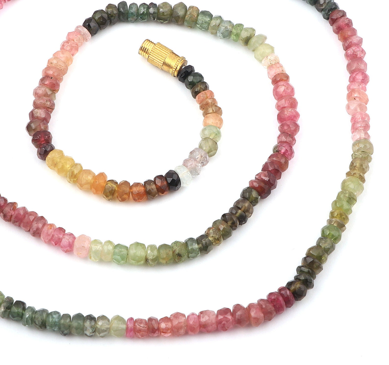 Collar multi turmalina, turmalina de sandía natural 4-4,5 mm collar de ...