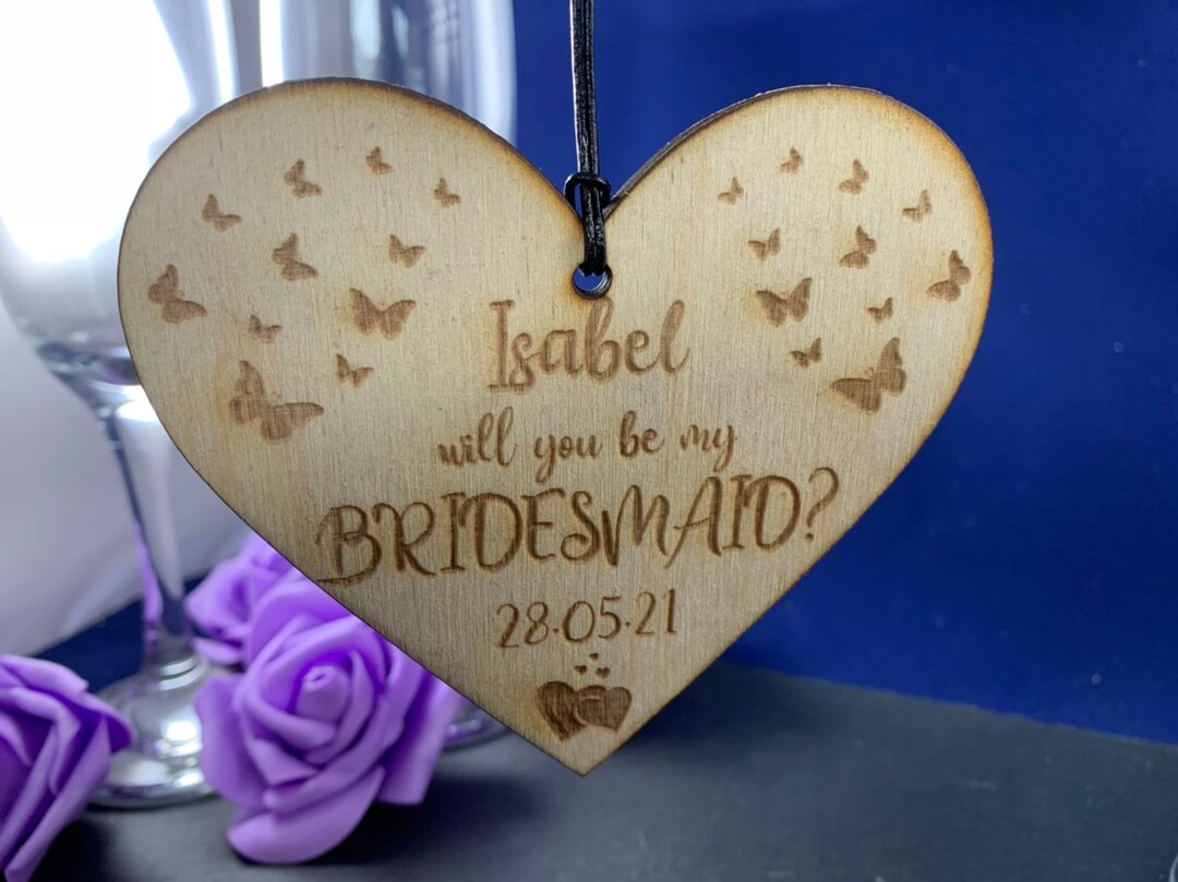 Personalised Engraved Wooden Hanging Heart Will You Be My Etsy
