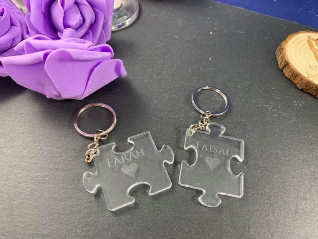 Personalised Acrylic Interlocking Puzzle Piece Keyring Set of 2 - Etsy UK