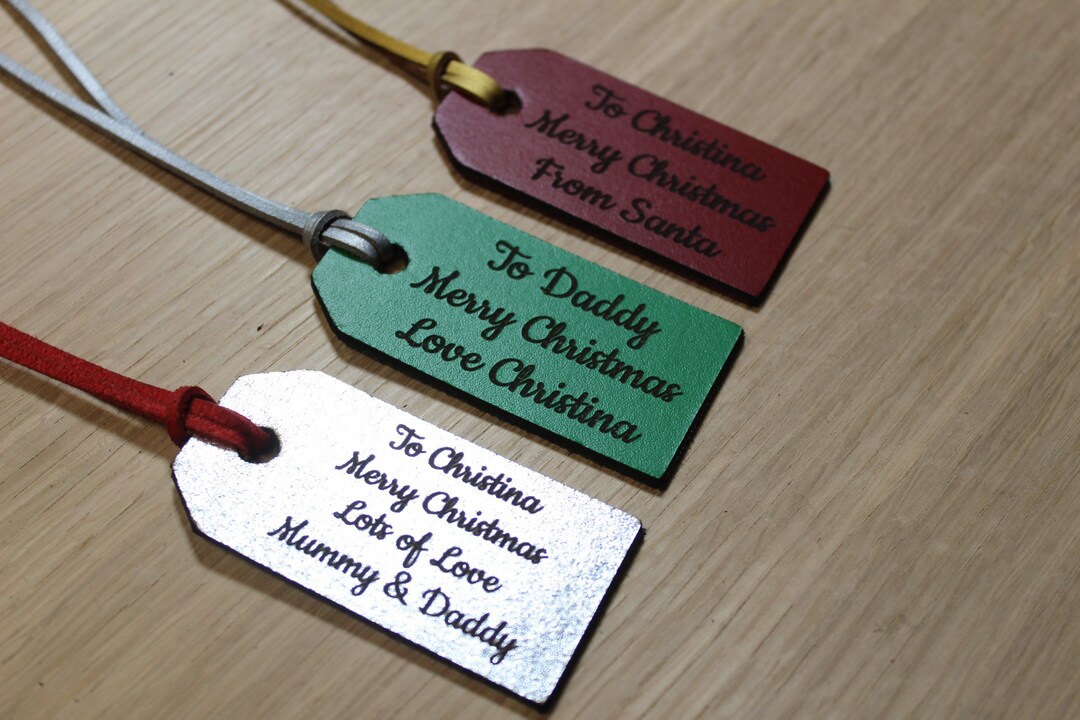 Personalised Engraved Leather Gift Tag Christmas Tag - Etsy