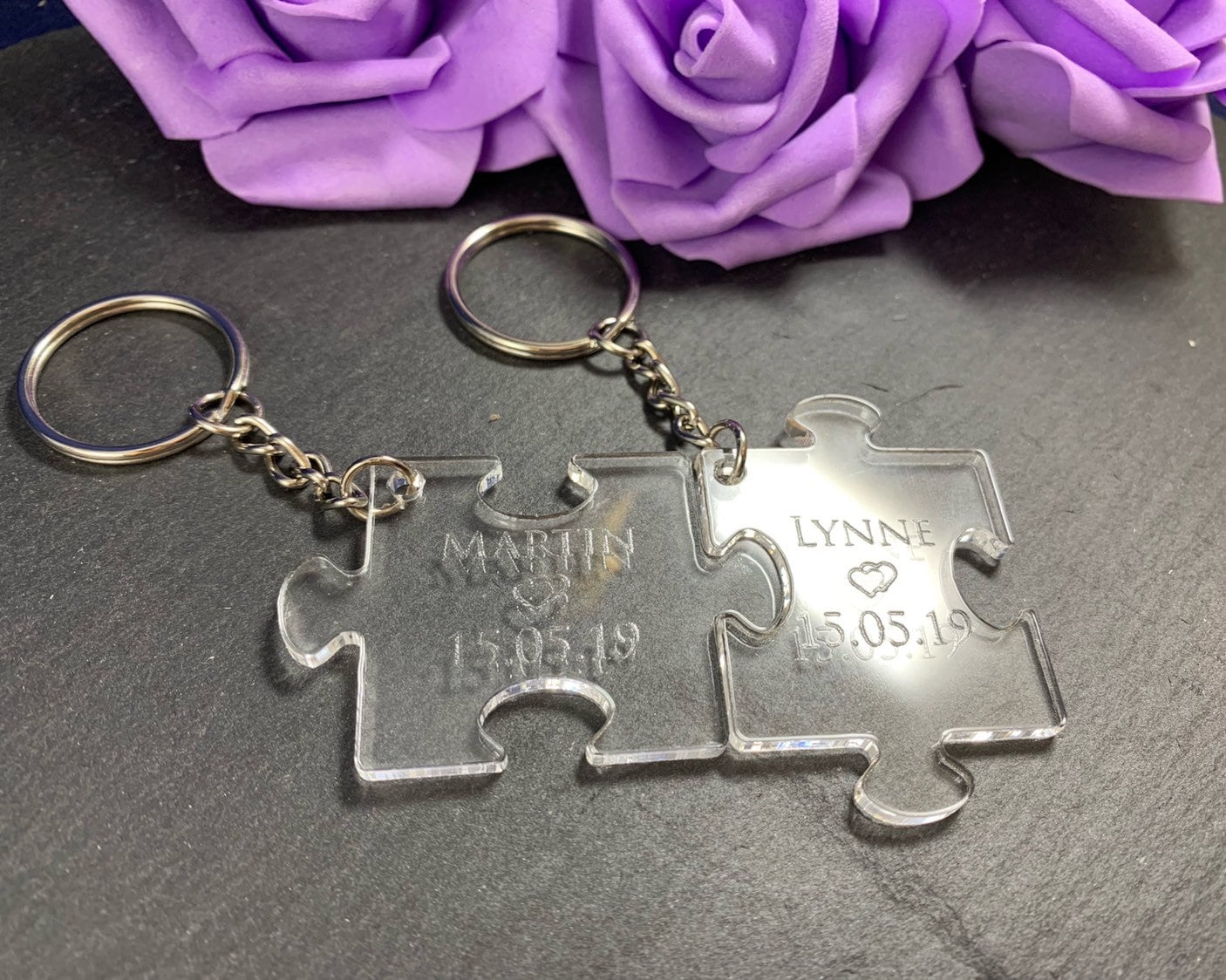 Personalised Acrylic Interlocking Puzzle Piece Keyring Set of | Etsy