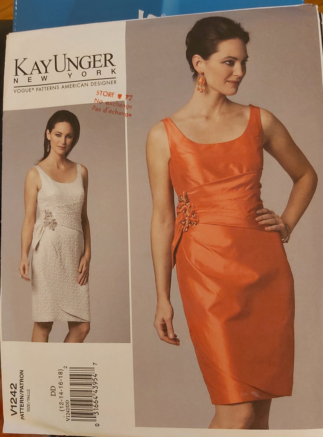 1242 Kay Unger Vogue Cut Mock Wrap Dress Sewing Pattern - Etsy