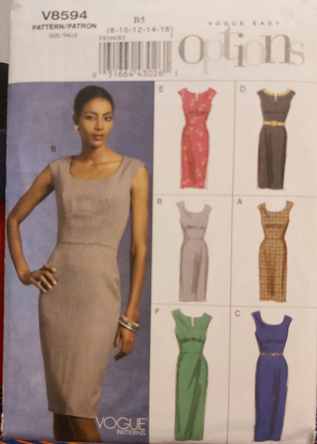 8594 Options Dress Uncut Adjusted Vogue Sewing Pattern - Etsy