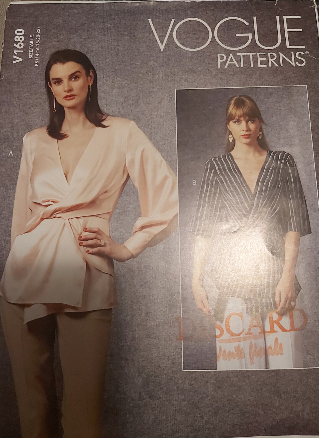 1680 Gathered Front Overlays Uncut Top Vogue Sewing Pattern - Etsy