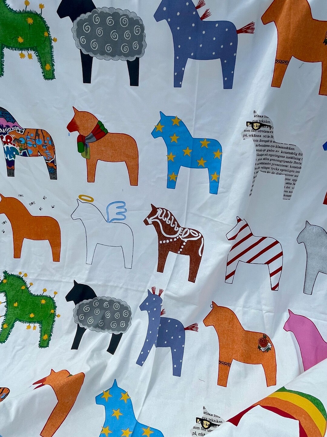 Vintage Ikea Fabric - Dala Horses - 2004- Hard to Find and Very Popular ...