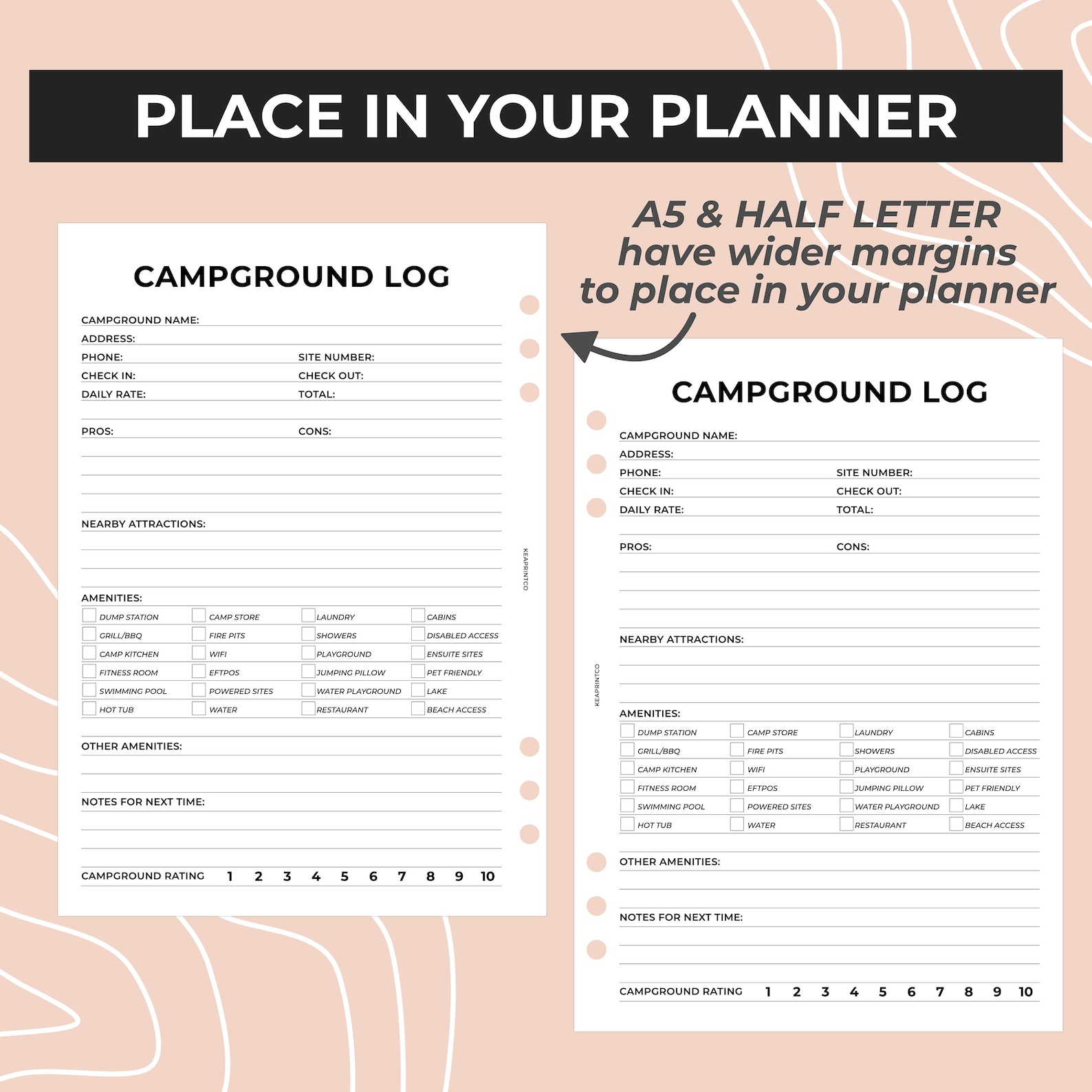 Campground Log, Printable Campsite Log, RV Planner, Camping Planner ...