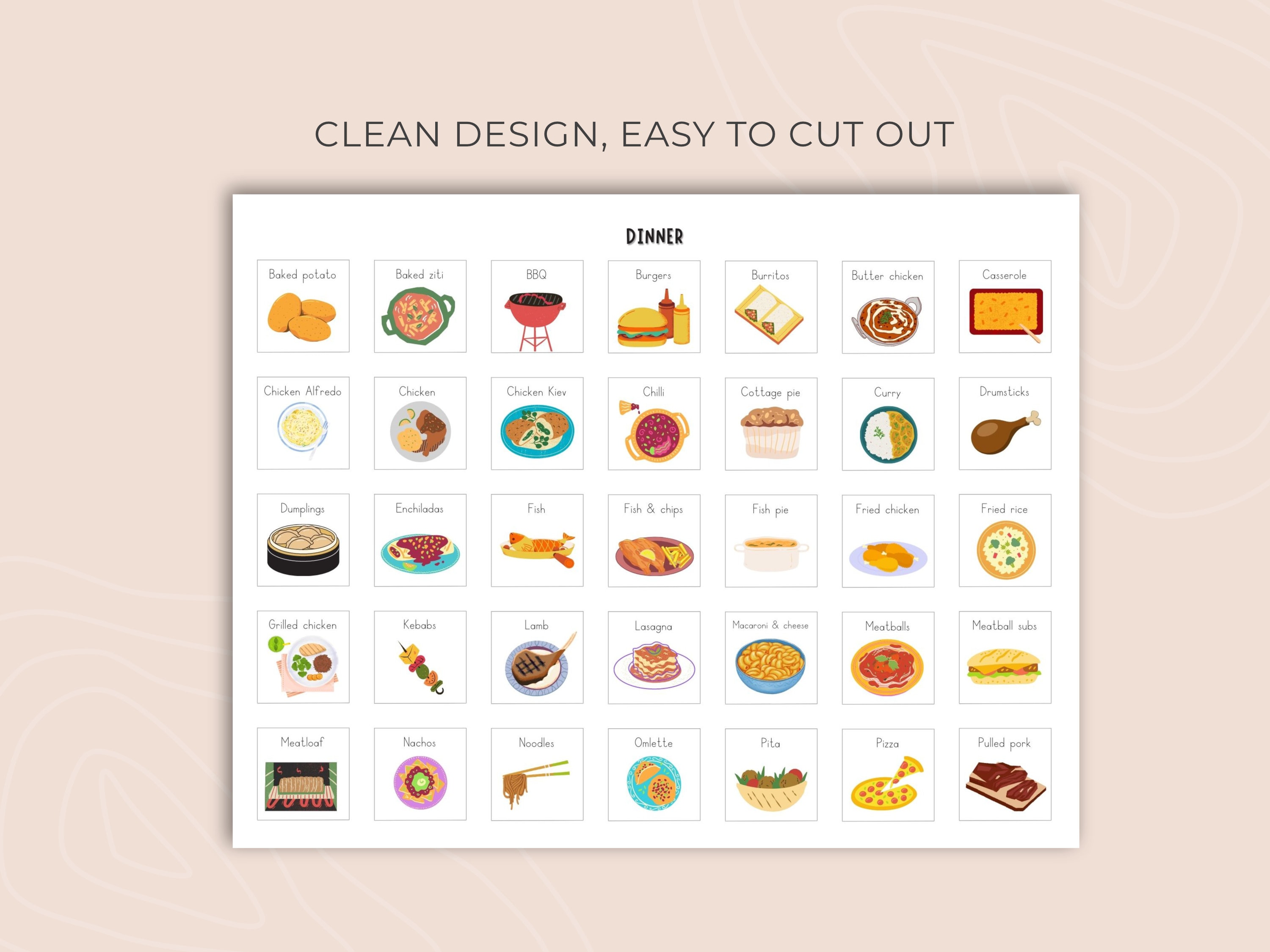 Editable Weekly Meal Chart & Cards, Visual Menu for Kids and Toddlers ...