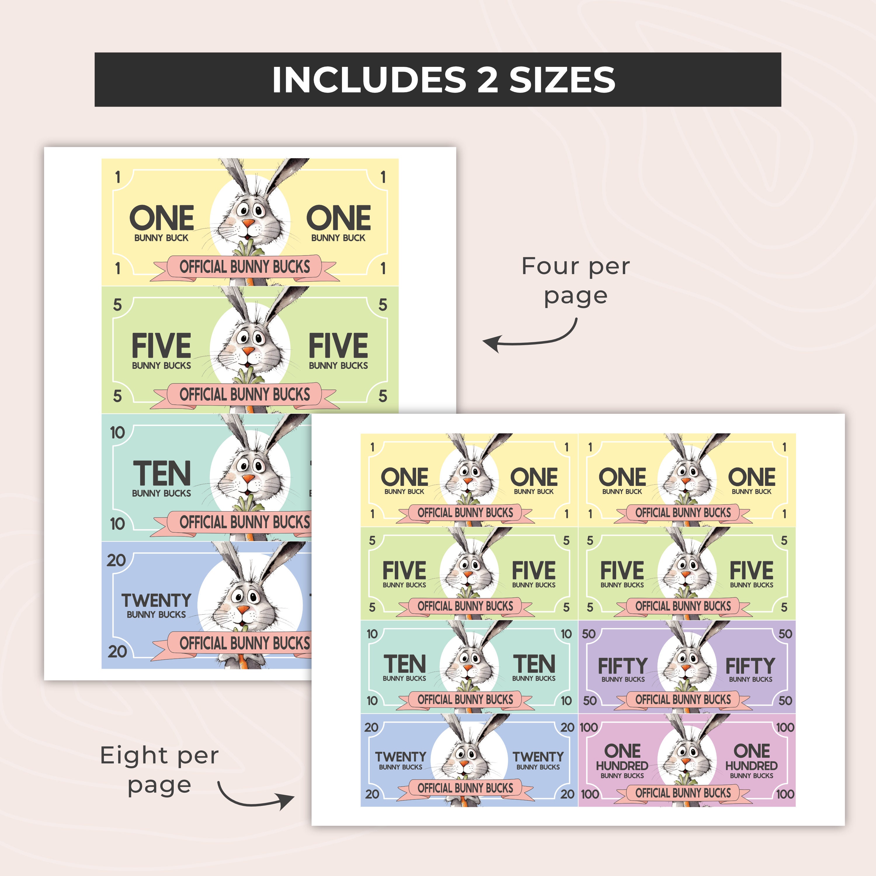 Easter Bunny Bucks Printables, Easter Play Money, Easter Egg Filler ...