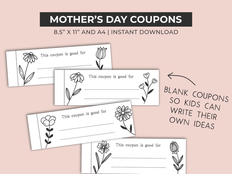 Printable Mother's Day Coupons, DIY Coloring Activities, Homemade Gifts ...