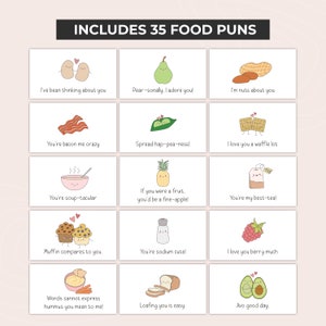 Food Pun Lunchbox Notes for Kids, Cute Lunch Notes, Lunch Note PDF ...