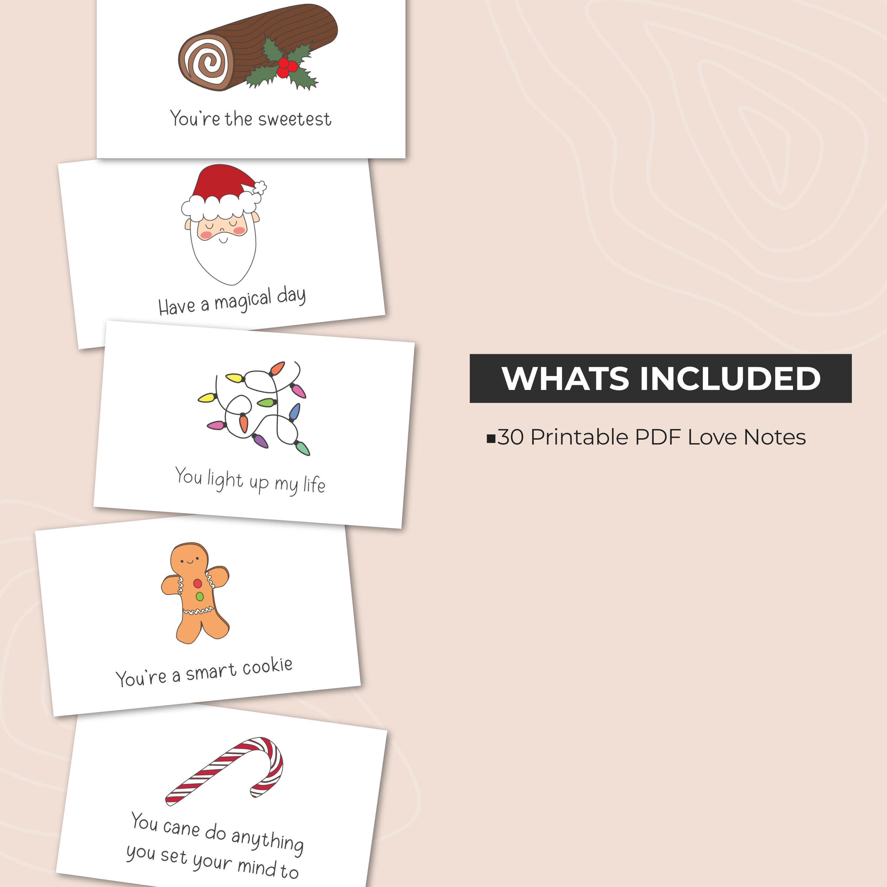 Christmas Lunchbox Notes for Kids, Cute Lunch Notes, Lunch Note PDF ...