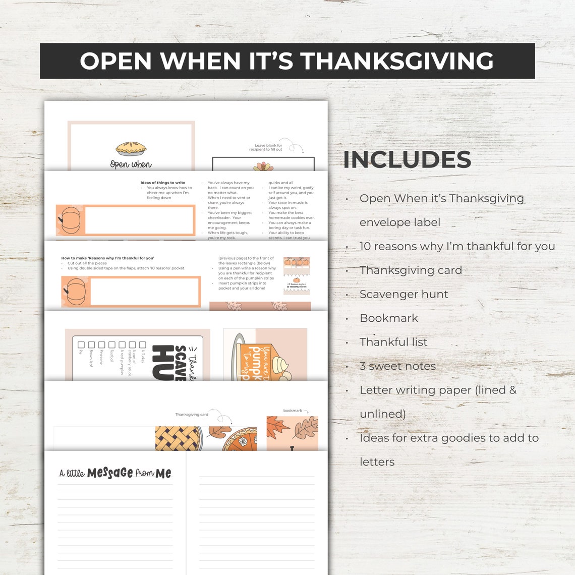 Open When It's Thanksgiving, Letter Label and Inserts, Long Distance ...