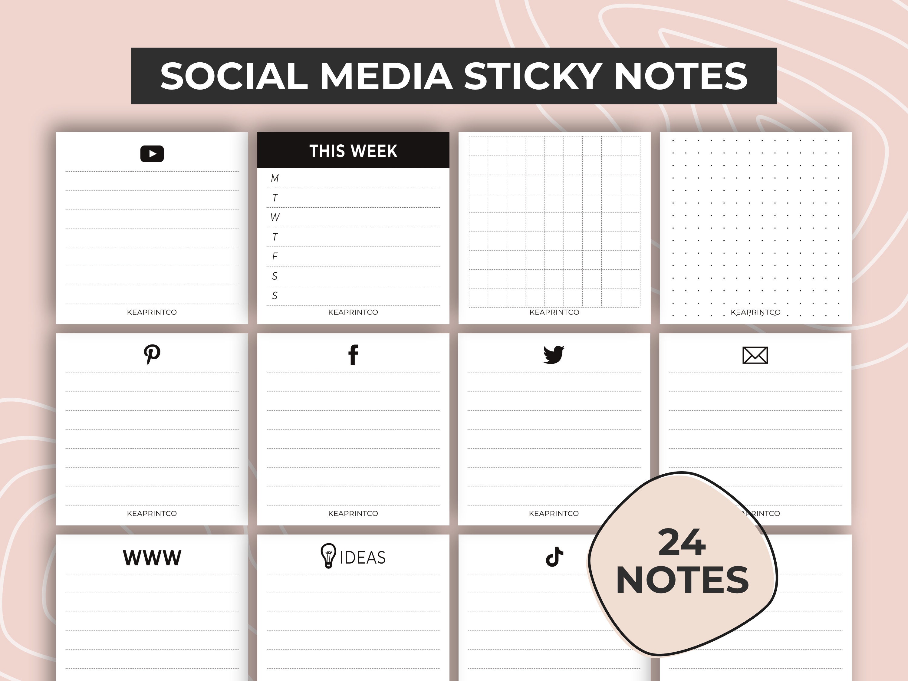 Social Media Sticky Notes Printable Social Media Schedule | Etsy Australia