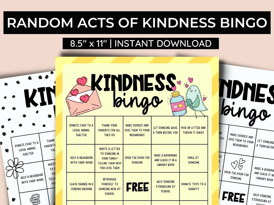 Random Acts of Kindness Bingo Printable PDF, Pay It Forward, Spread ...