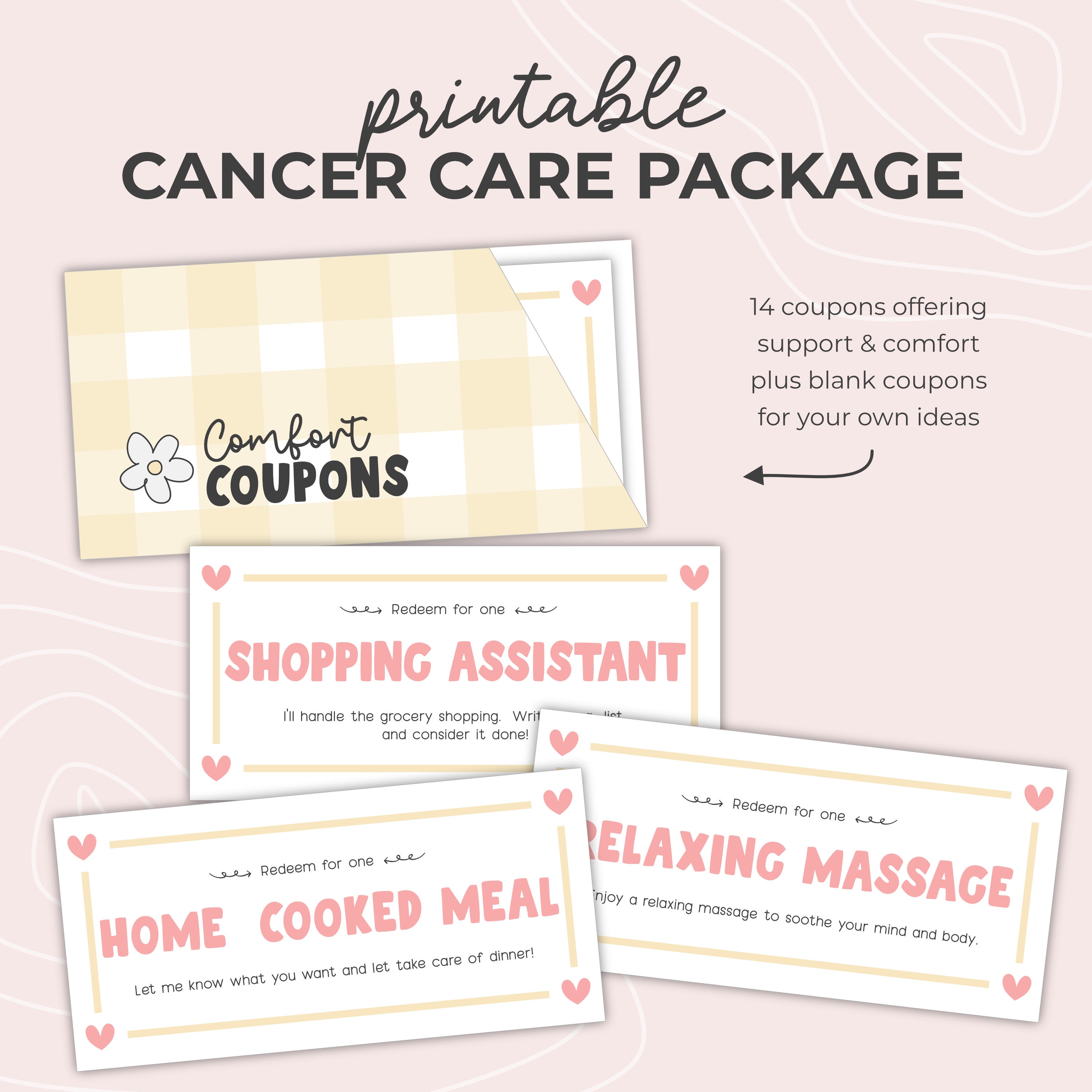 Cancer Care Package Printable, Get Well Soon Card, Encouragement Notes ...