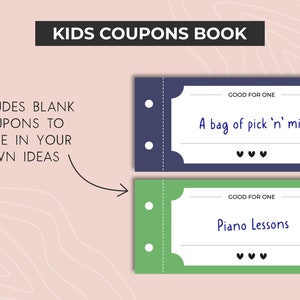 26 Fun Kids Coupon Book, Birthday Coupons, Printable Reward Coupons ...