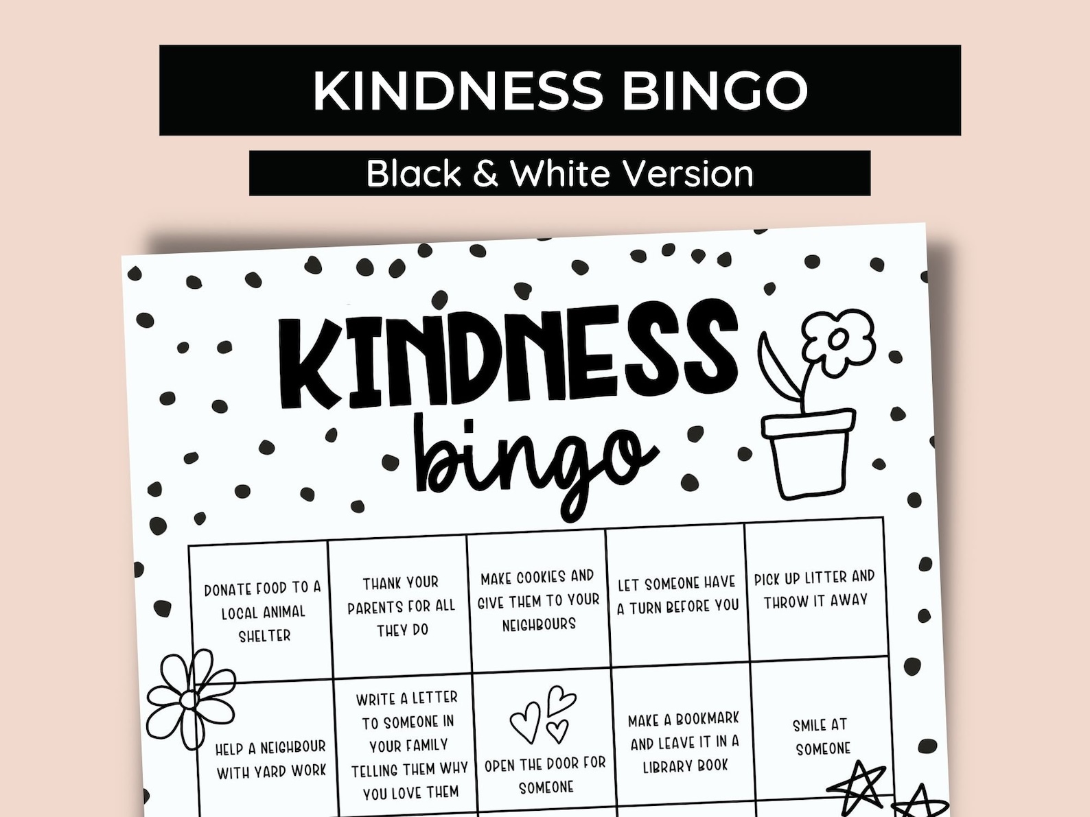 Random Acts of Kindness Bingo Printable PDF, Pay It Forward, Spread ...