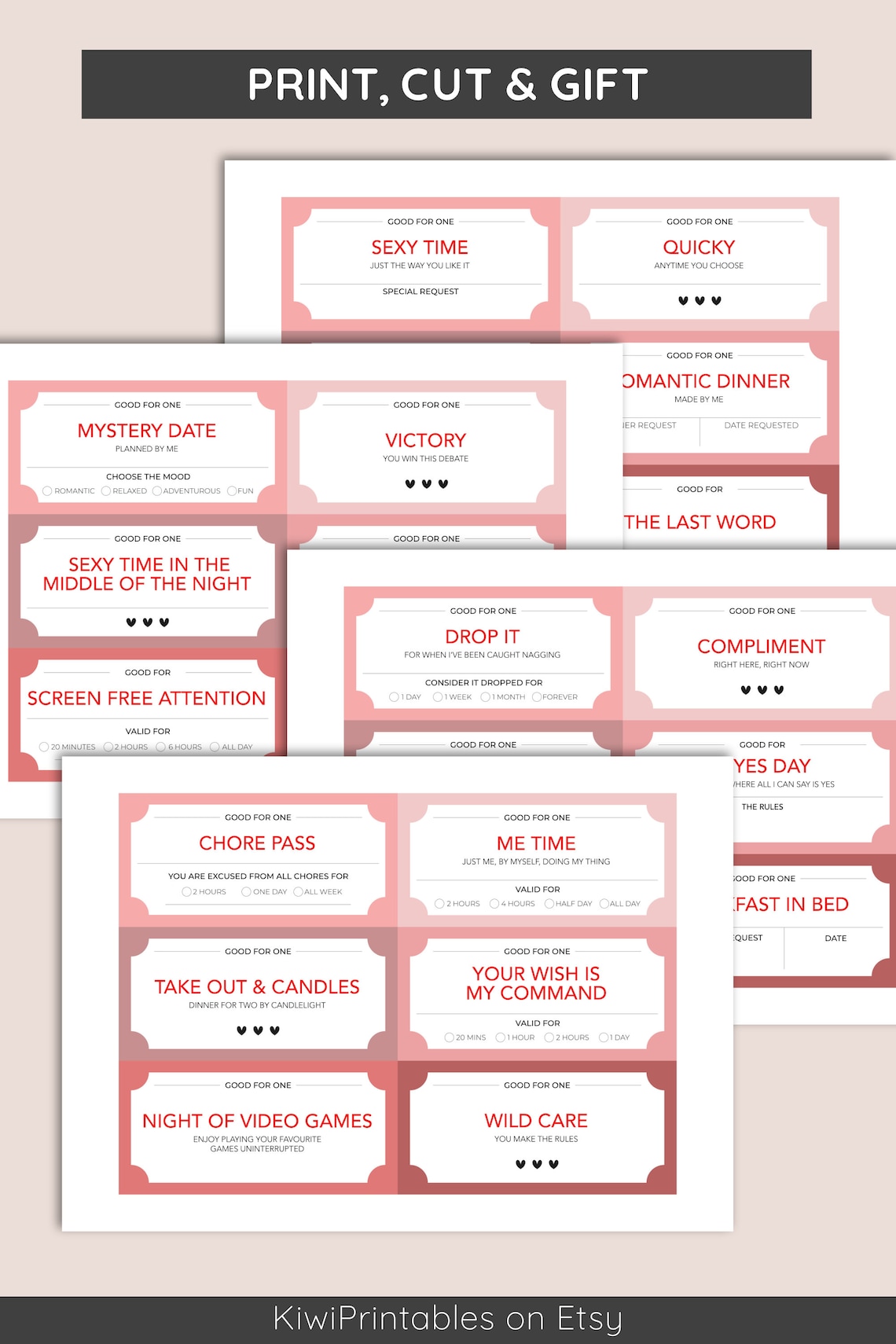 30 Fun Love Coupon Book Valentines Day Coupons Love Coupons - Etsy