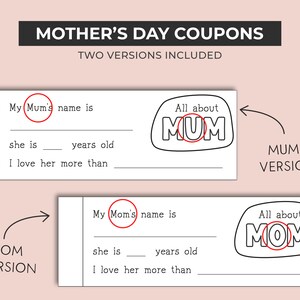Printable Mother's Day Coupons, DIY Coloring Activities, Homemade Gifts ...