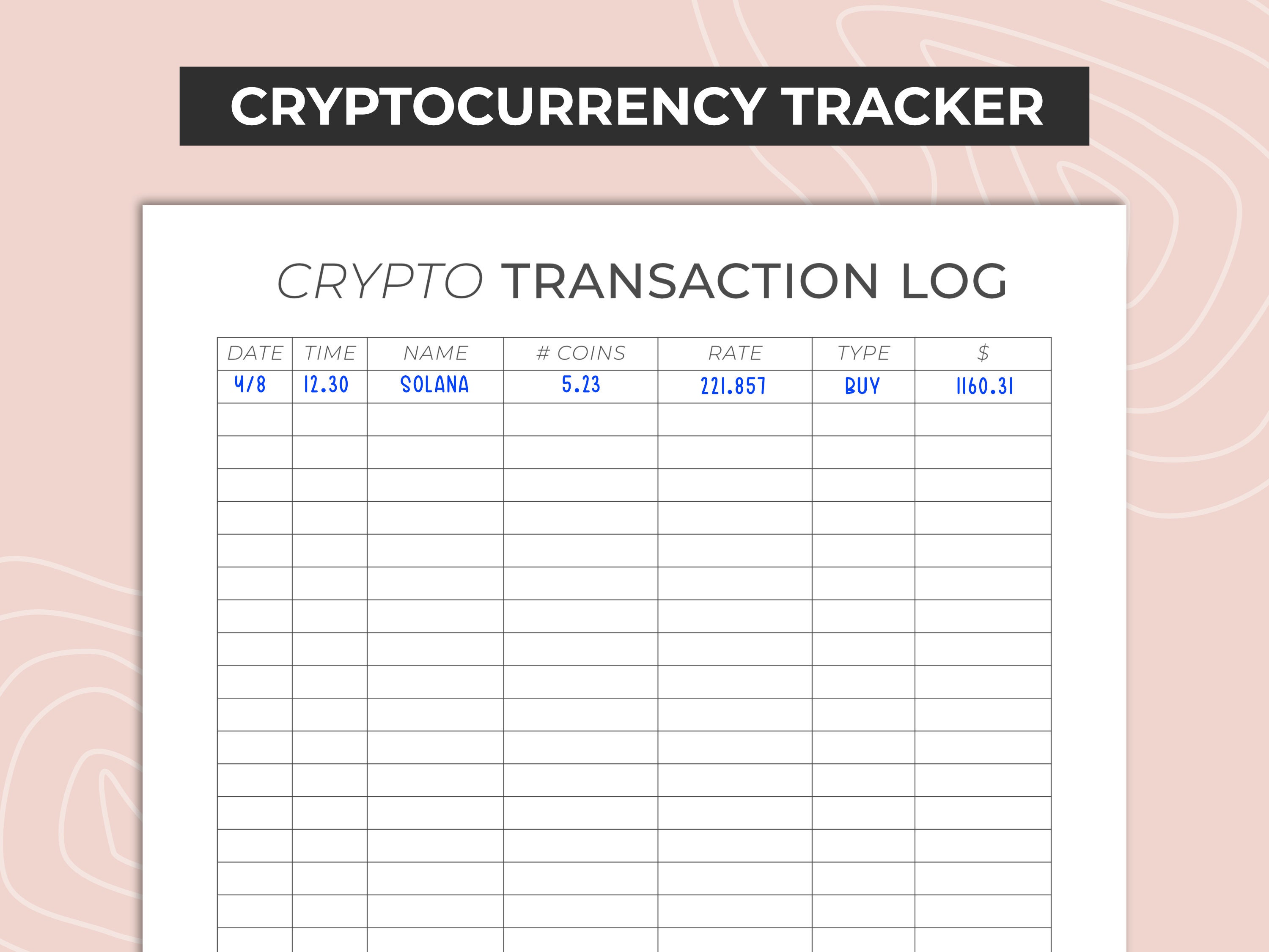 Cryptocurrency Tracker, Crypto Planner, Investment Planner, Printable Crypto Tracker, Crypto ...