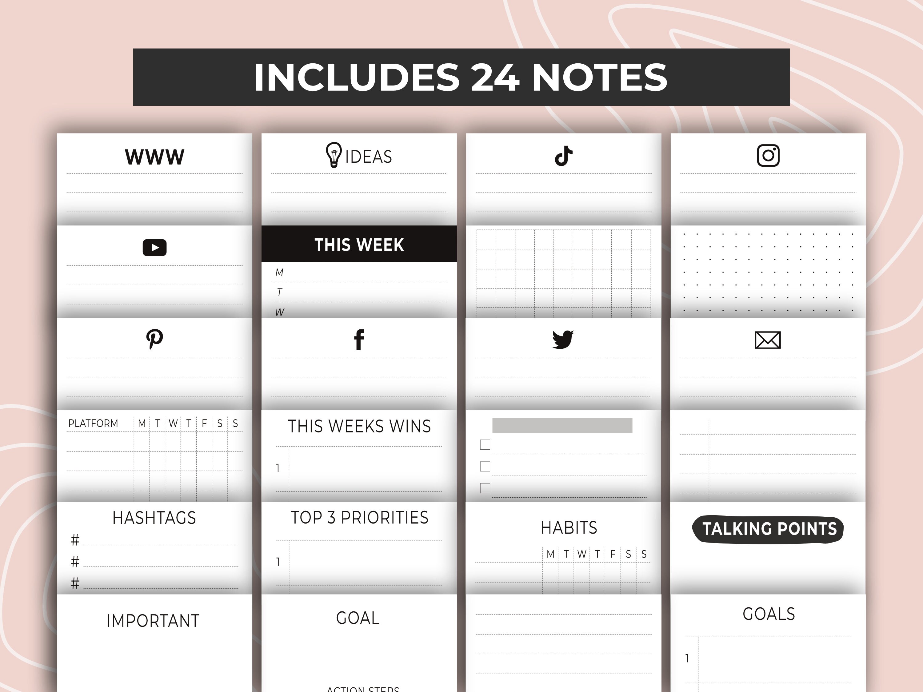Social Media Sticky Notes Printable, Social Media Schedule, Instagram ...