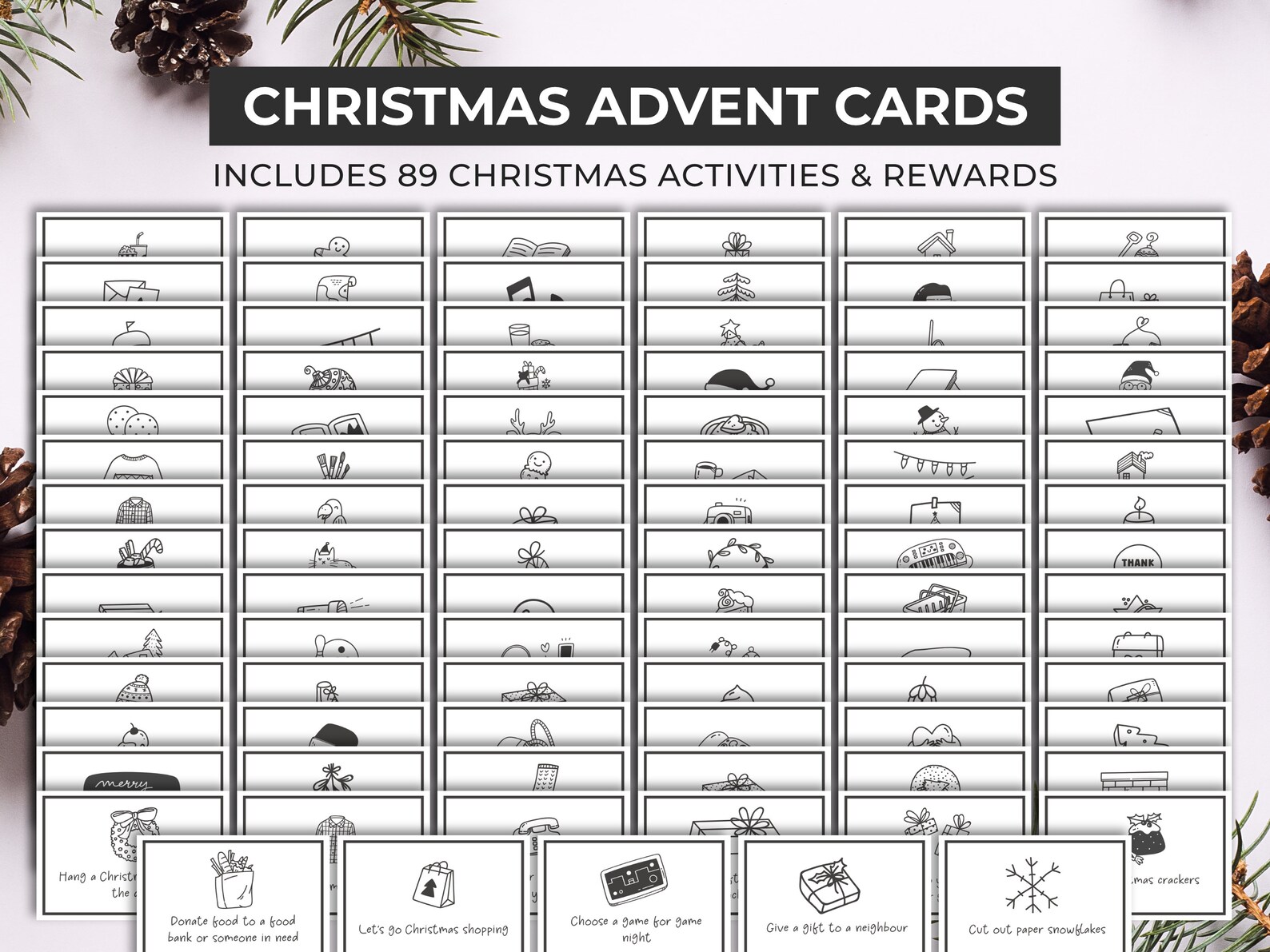 Christmas Activity Cards, Printable Advent Calendar Fillers for Kids ...