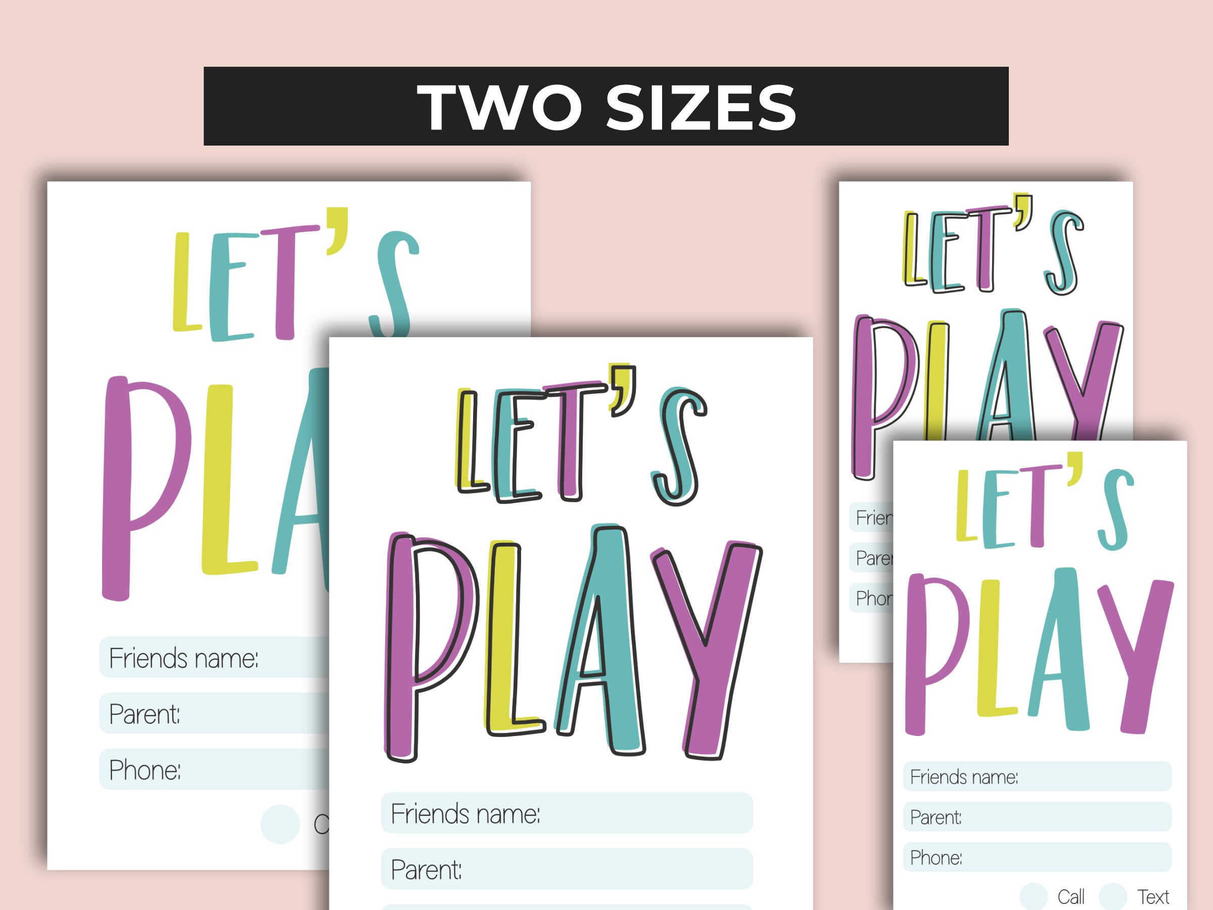 Playdate Cards, Kids Calling Cards, Keep in Touch Cards, Printable ...