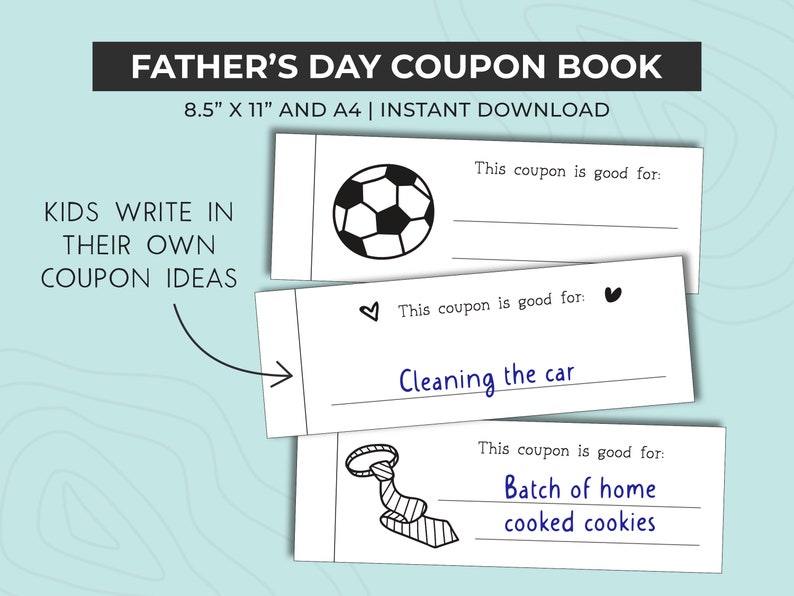 Grandpa Fathers Day Coupon Book, Printable Vouchers, Gift From Kids ...