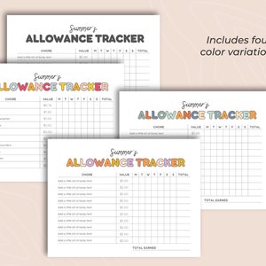 Editable Allowance Tracker Kids, Earn Money Chart, Daily Weekly ...