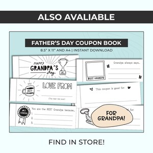 Father's Day Coupon Book, Printable Vouchers, Gift From Kids, Last ...