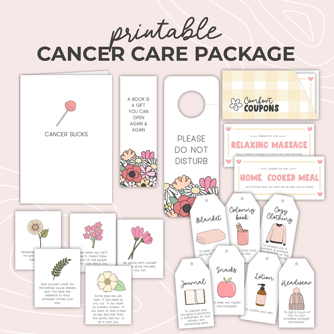 Cancer Care Package Printable, Get Well Soon Card, Encouragement Notes ...