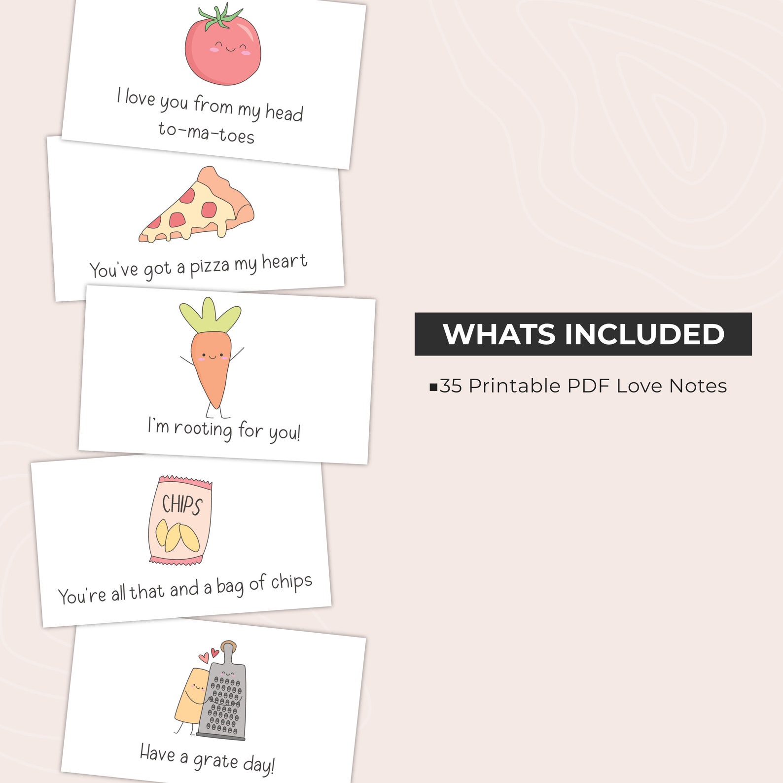 Food Pun Lunchbox Notes for Kids, Cute Lunch Notes, Lunch Note PDF ...