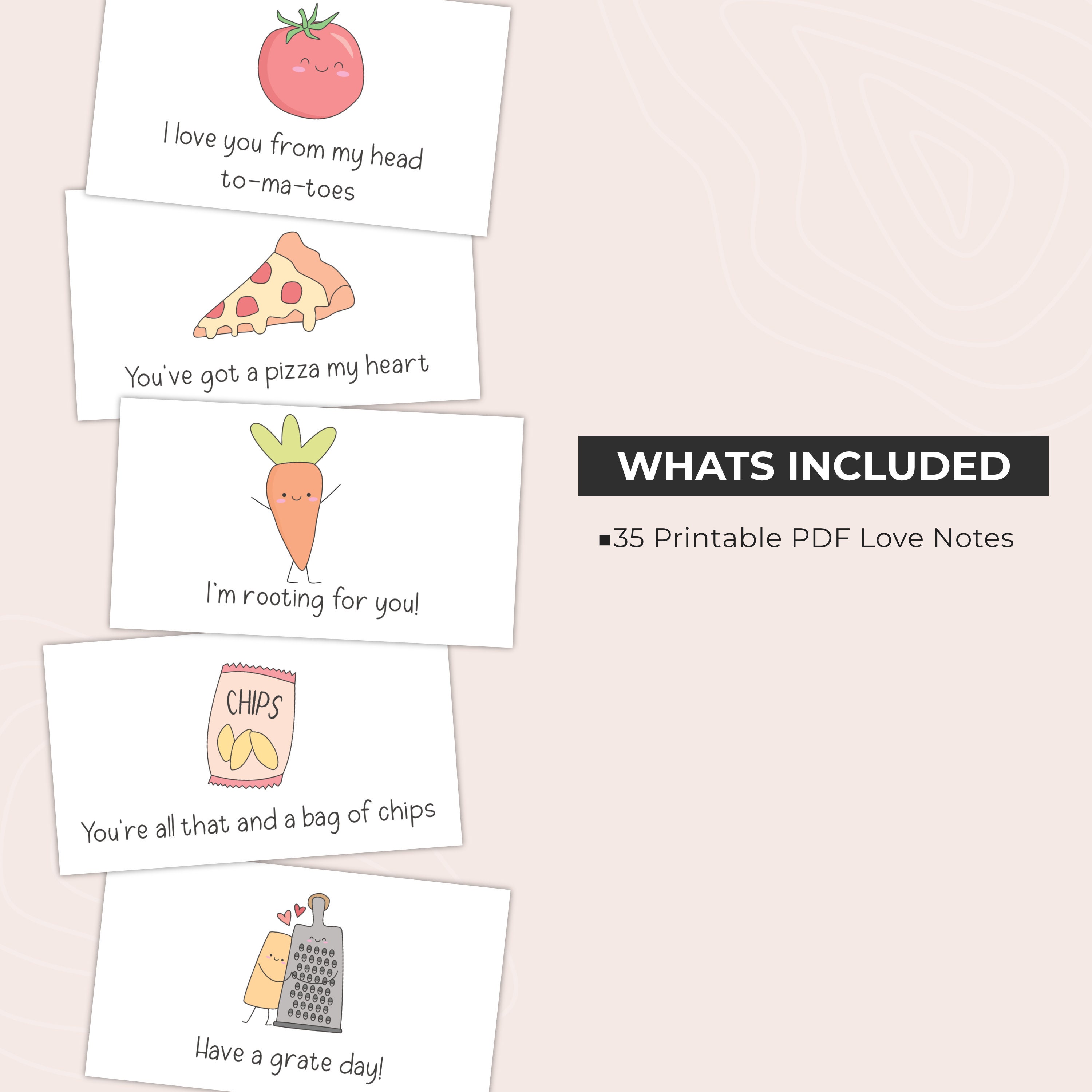 Food Pun Lunchbox Notes for Kids, Cute Lunch Notes, Lunch Note PDF ...