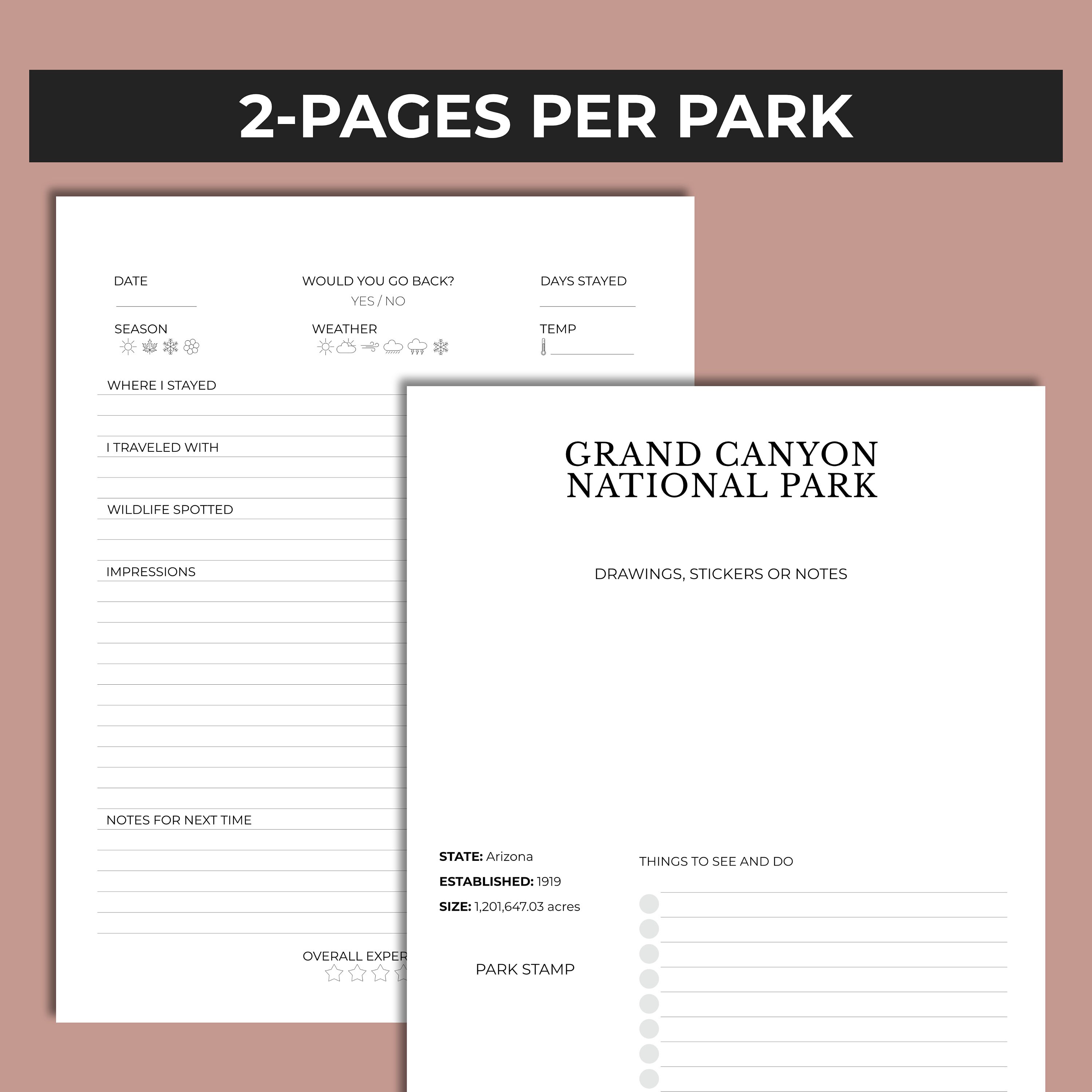 National Park Bucket Journal Printable Travel Journal U.S. - Etsy