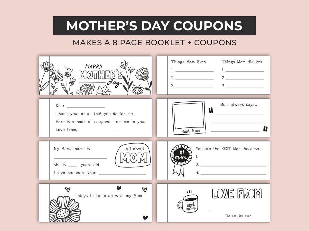 Printable Mother's Day Coupons, DIY Coloring Activities, Homemade Gifts ...