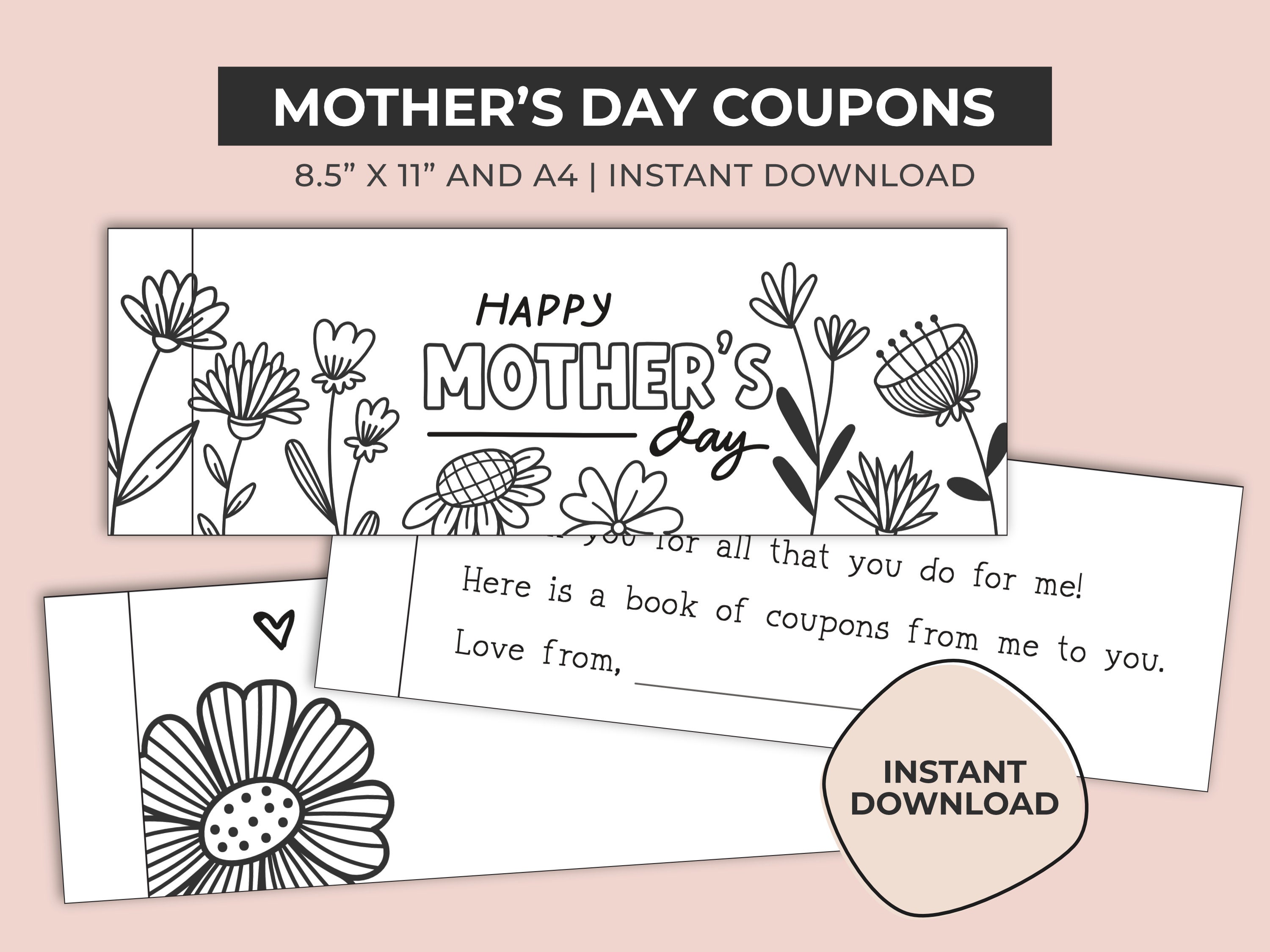 Printable Mother's Day Coupons, DIY Coloring Activities, Homemade Gifts ...