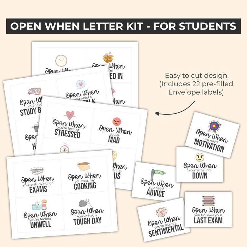 Open When Letter Kit for College Students, Printable Open When ...