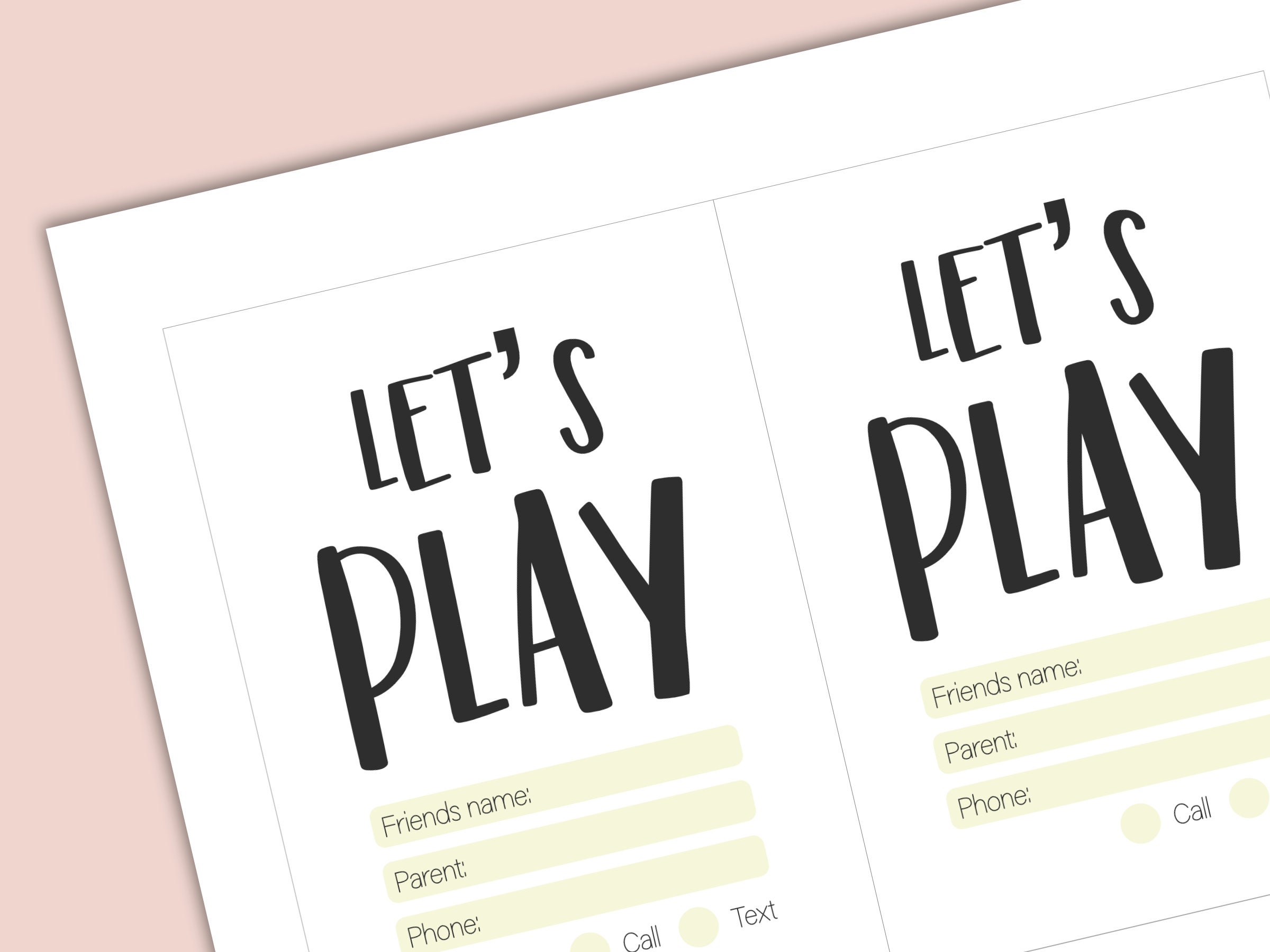 Playdate Cards, Kids Calling Cards, Keep in Touch Cards, Printable ...