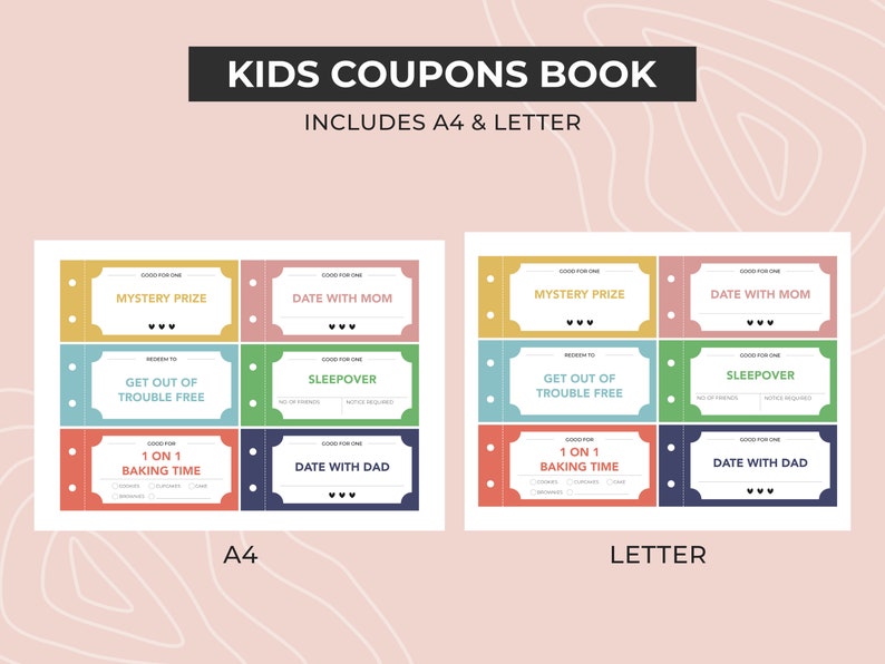26 Fun Kids Coupon Book, Birthday Coupons, Printable Reward Coupons ...
