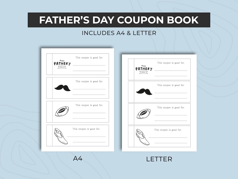 Father's Day Coupon Book, Printable Vouchers, Gift From Kids, Last ...