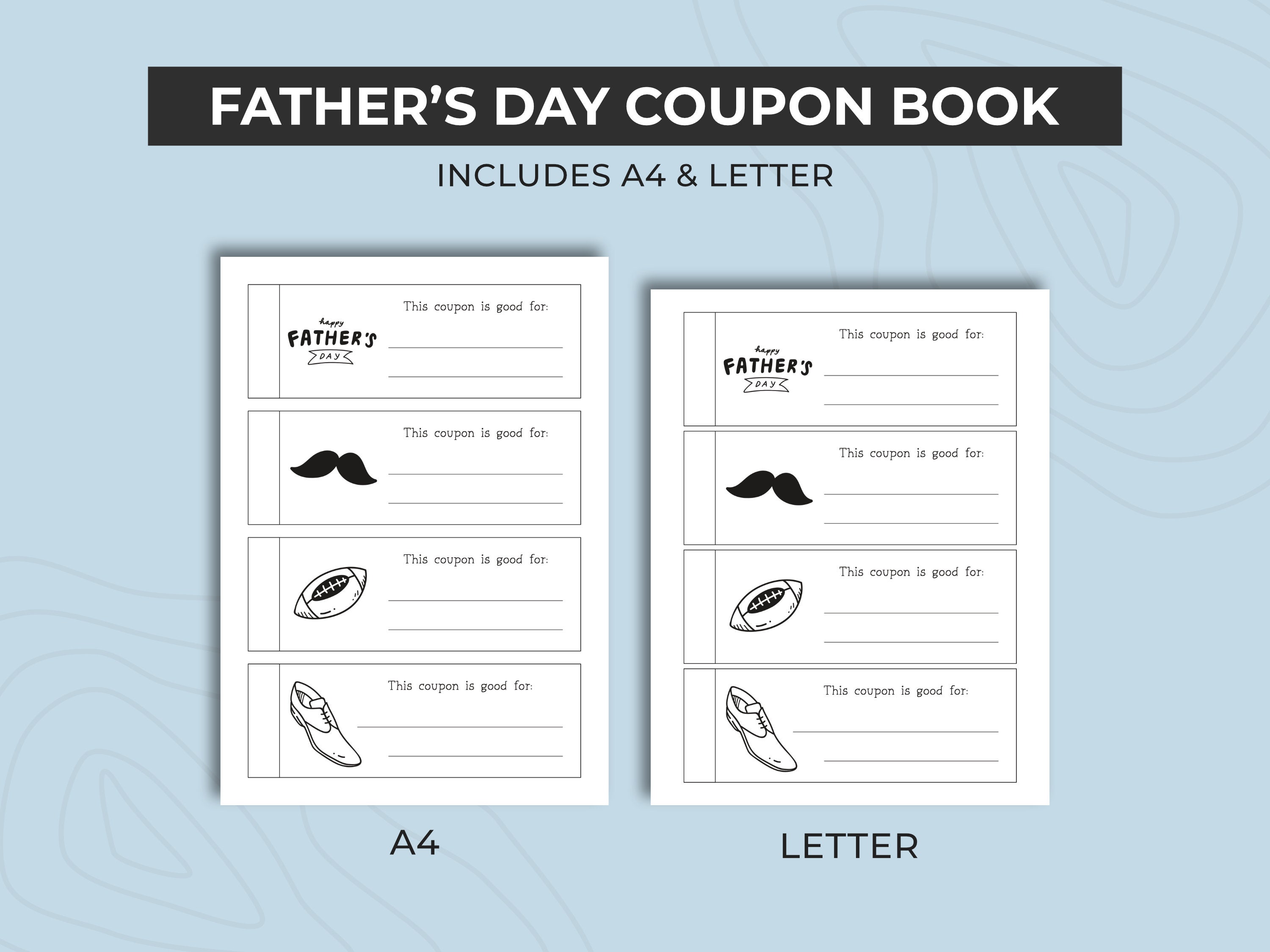 Father's Day Coupon Book, Printable Vouchers, Gift From Kids, Last ...