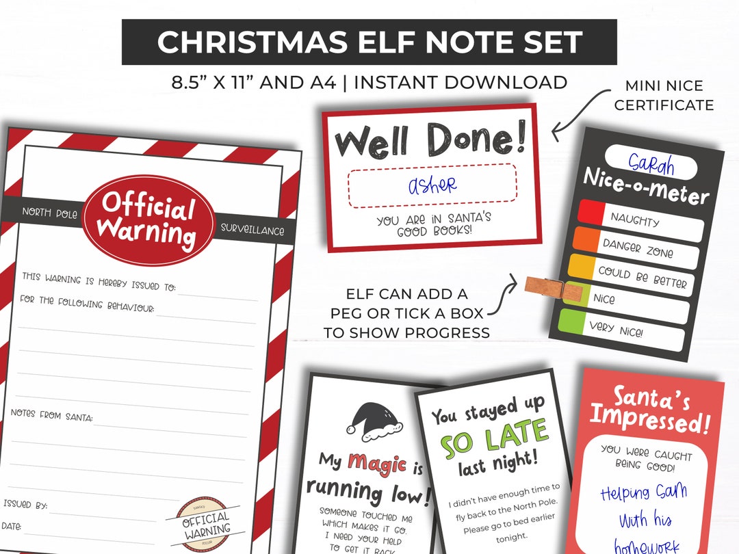 Printable Elf Kit Bundle, Easy Christmas Elf Notes, Santa Surveillance ...