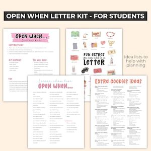 Open When Letter Kit for College Students, Printable Open When ...