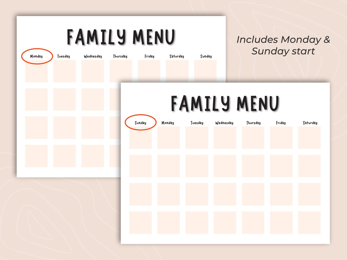 Editable Weekly Meal Chart & Cards, Visual Menu for Kids and Toddlers ...