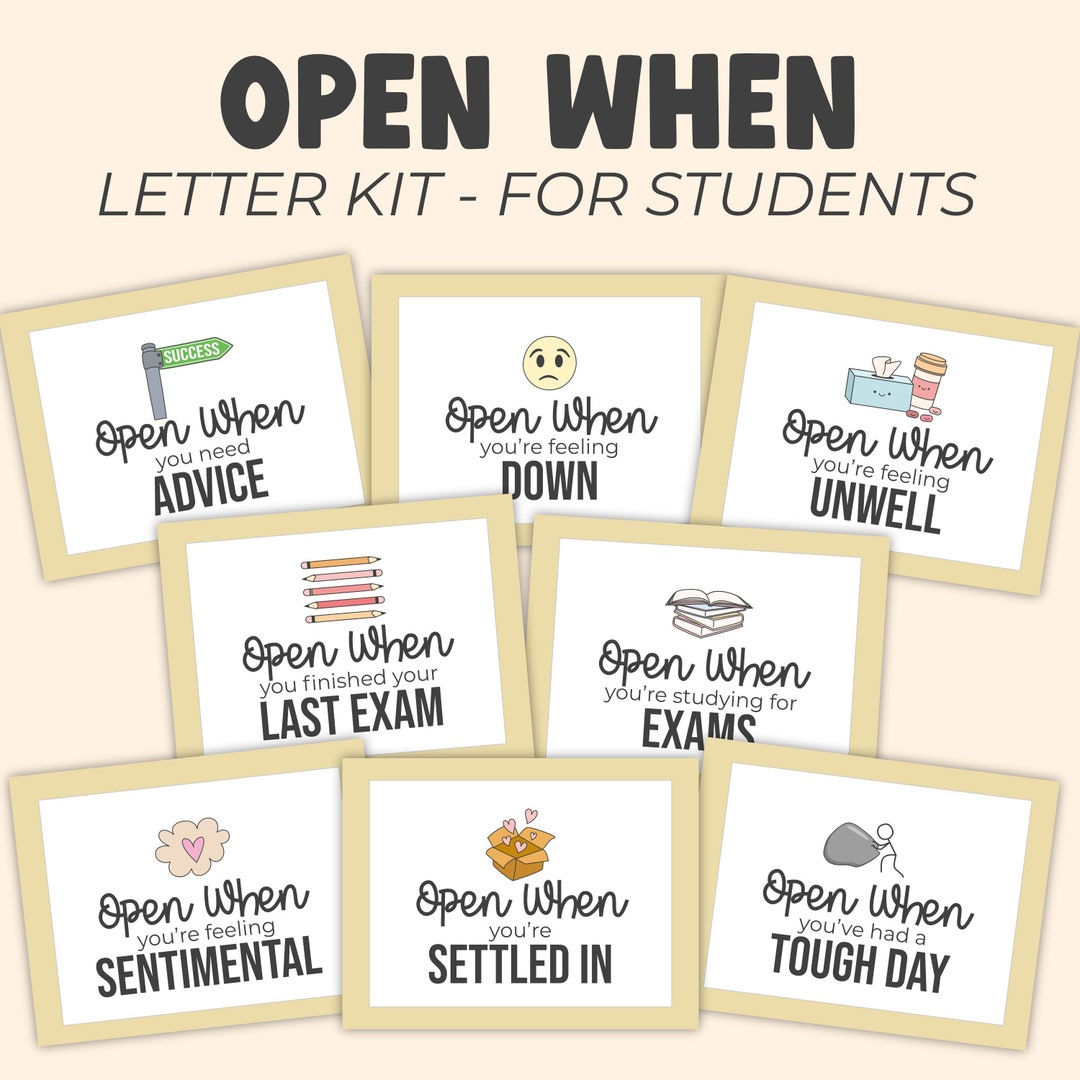 Open When Letter Kit for College Students, Printable Open When ...